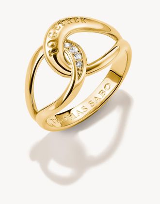 Thomas Sabo Ring mit wei&szlig;em Zirkonia in Gelbgold, Wei&szlig;