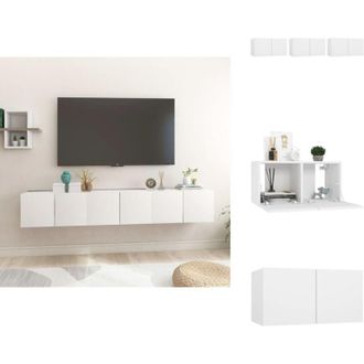 vidaXL Meubles TV suspendus 3 pcs Blanc 60x30x30 cm - Meuble Tv Mural - Meuble Tv Blanc - Rangement Tv - &Eacute;tag&egrave;re Murale - Support Tv