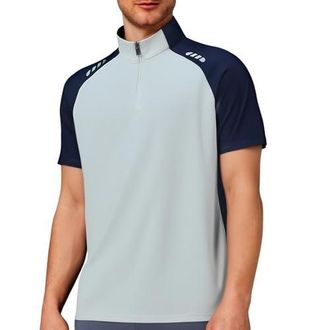 Generic T-shirt dext&eacute;rieur &agrave; manches longues pour homme avec demi-fermeture &eacute;clair et design bloc de couleur pour le cyclisme et les activit&eacute;s sportives, Ny1.