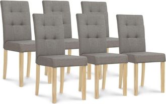 IDMarket Idmarket - Lot de 6 chaises polga capitonnées grises pour salle à manger