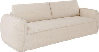 Vente-Unique 4-Sitzer-Schlafsofa mit Express-Funktion - Chenille-Stoff Beige - Liegefl&auml;che 160 cm - Matratze 13 cm - SELIVO von Maison C&eacute;phy