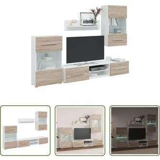 vidaXL Stauraum - 5-tlg. Wohnwand mit LED-Beleuchtung Sonoma-Eiche Holzwerkstoff