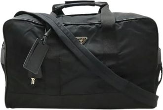 Prada unisex, Pre-owned, Noir, Taille: ONE Size Pre-owned Sac Boston en Nylon et Cuir