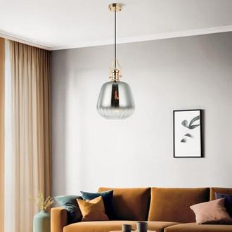 Opviq Elegant Gold Chandelier, Metal Body with Glass Cap, &Oslash;30 cm, Adjustable Height 50-196 cm, E27 Socket, Max 40W, Stylish Lighting for Modern Spaces