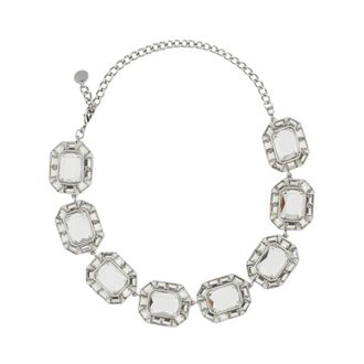 Self Portrait Silberne Kristall Halskette - - Accessories - Damen - Grau - ONE SIZE