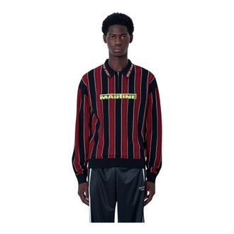 Martine Rose Homme, Sweatshirts et sweats &agrave; capuche, Rouge, Taille: M SweaT-shirt Polo &agrave; Rayures