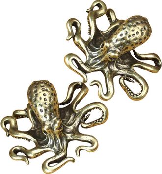 Pretyzoom 2 St&uuml;ck Oktopus Skulpturen Aus Messing Langlebige Tischdekoration Filigrane Schreibtischfiguren F&uuml;r B&uuml;ro Und Zuhause