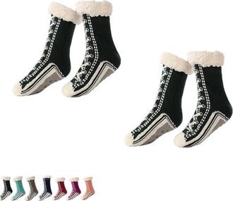 Generic Chaussons dint&eacute;rieur en cachemire ultra &eacute;pais pour femme, chaussettes dhiver chaudes antid&eacute;rapantes et douillettes, doublure polaire chaude et confort