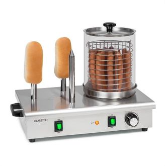 Klarstein Klarstein Wurstfabrik Pro 600 Hot Dog Maker, 600 Watt, 3 Heizspie&szlig;e, Temperaturregler 30 - 100 &deg;C, Glaszylinder: &Oslash; 20 cm, Edelstahlk&auml;fig: &Oslash; 17 cm