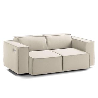 Studio Copenhagen home24 2-Sitzer Sofa Wei&szlig;/Altwei&szlig; Webstoff Osta 189 x 70 x 96cm Sitztiefenverstellung Modern