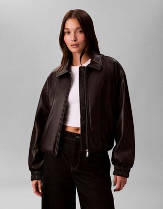 Calvin Klein Jeans Veste isolante en imitation cuir - Noir
