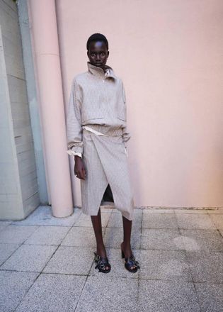 Mango Jupe portefeuille &agrave; carreaux gris clair/pastel - Femme - 32 - MANGO