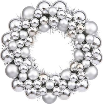 Vickerman 30,5 cm Langer silberfarbener glänzender und Matter Kugelkranz