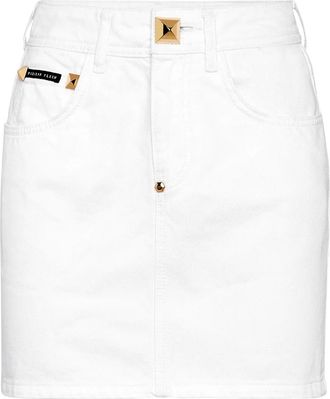Philipp Plein Femme, Jupes, Blanc, Taille: W27 Mini-jupe en denim