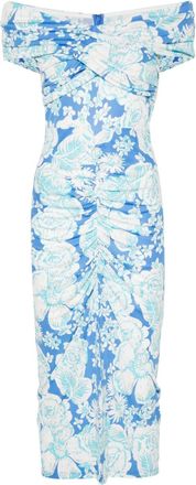 Diane Von F&uuml;rstenberg Gerafftes Kleid mit Blumenprint - Blau