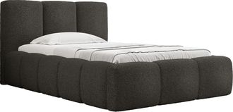 Mirjan24 Polsterbett Koweni Boucle mit Bettkasten, Bettgestell mit Lattenrost, Bett mit Polsterkopfteil und Vertikale Streifen Nähdesign (Abriamo 08, 90 x 200 