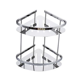 Cabilock Eckregal Aus Edelstahl 304 Doppelschichtiges Badezimmerregal Mit Wasserablauf Rostfrei Platzsparender Aufbewahrungsständer Für Gesichtscreme Und Zahnp