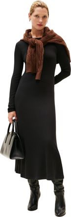 Tommy Hilfiger Damen Bodycon Kleid Rib Flare Midi mit U-Boot-Ausschnitt, Schwarz (Black), XL