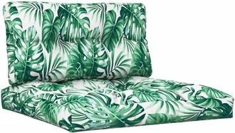 vidaXL Coussins de palette lot de 2 motif de feuilles tissu Vidaxl