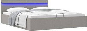 vidaXL Bett mit Bettkasten Hydraulisch led Hellgrau Stoff 160x200 cm Vidaxl 933199