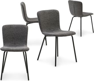 IDIMEX Esszimmerstühle Audrey 4er Set anthrazit - Moderne Polsterstühle mit Stoffbezug, Küchenstühle mit schwarzen Metallbeinen, Essstühle mit Rückenlehne