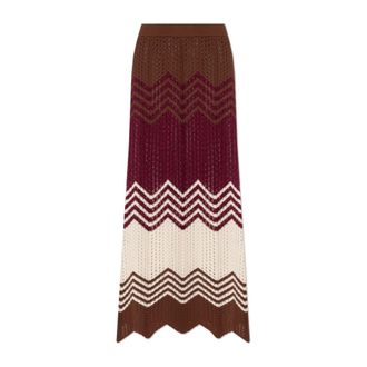 Akep Femme, Jupes, Rouge, Taille: 42 FR Longue Jupe &agrave; Fil Lurex