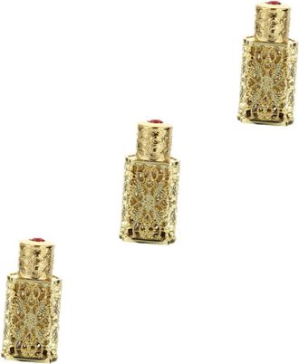 DOITOOL 3 Stück Ätherisches Öl Sprayflasche aus Glas und Metall Gravierte Hohl Gestaltete Parfümflasche Auslaufsicher Tragbar für Reisen DIY Kosmetik und Arom