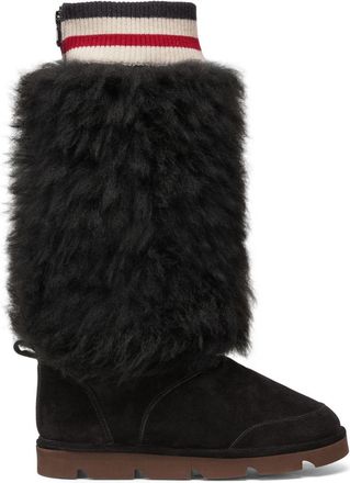 Brunello Cucinelli Halbhohe Stiefel mit Eins&auml;tzen - Schwarz