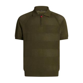 Kiton Homme, Tops, Vert, Taille: M Polo Zipp&eacute; &agrave; Manches Courtes