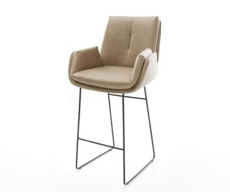 DELIFE Barstuhl Clea-Flex Mikrofaser Beige Vintage Kufengestell Metall Schwarz, Barst&uuml;hle