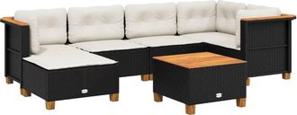 vidaXL Vidaxl - Set Divani Da Giardino Con Cuscini 7pz Nero Polyrattan