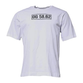 Dolce & Gabbana Wei&szlig;es Logo-Print Rundhals-T-Shirt - - Tops - Herren - Wei&szlig; - S