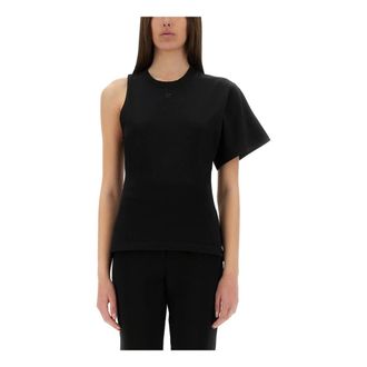 Courr&egrave;ges Scuba One-Sleeve T-Shirt - - Tops - Damen - Schwarzk - M