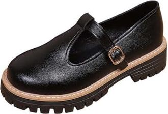 Generic Mocassins &agrave; talons &eacute;pais pour femme - Bout rond - Couleur unie - Antid&eacute;rapants - Confortables - Style classique et d&eacute;contract&eacute; - Avec sangle &agrave; boucle 