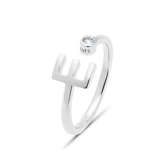 Luxenter 925 Sterling Silber Ring mit rhodinierten Brillanten-Zirkonia - Alphabet