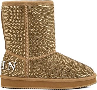 Philipp Plein Fake Suede Winter Boots Strass - - Shoes - Damen - Beige - 40 EU