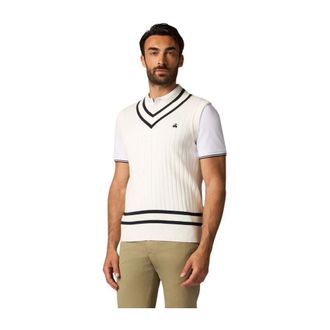 Brooks Brothers Logo-Stickerei Baumwoll-Tennis-Westen mit V-Ausschnitt - - Knitwear - Herren - Wei&szlig; - 2XL