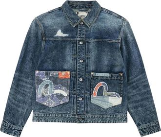 Evisu Boro Seagull Patch Pocket Denim Jacket - - Jackets - Herren - Blau - XL