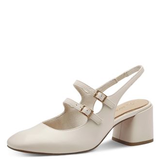 Marco Tozzi Damen Slingpumps mit Blockabsatz Verstellbare Riemen, Beige (Cream), 40 EU