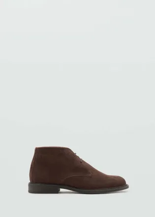Mango Bottines cuir et cro&ucirc;te de cuir caf&eacute; - Homme - 39 - MANGO MAN