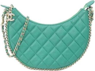 Chanel Pre-owned Sac bandouli&egrave;re en cuir dagneau - Femme - Pre-owned - Vert - Taille: ONE Size