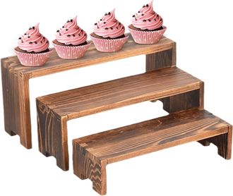 Generic Cupcake-Halterung - Aussteller 24 x 11 x 7,5 cm f&uuml;r S&uuml;&szlig;igkeiten mit stapelbarem Design | 3-teiliges dekoratives Holz | vielseitiger Organizer | stabil