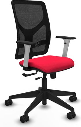 Piqueras y Crespo Roter Schreibtischstuhl mit wei&szlig;en und schwarzen Armlehnen, h&ouml;henverstellbare Lendenwirbelst&uuml;tze, ausgestattet mit Syncro/Traslack und Schneideschaum.