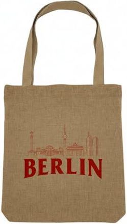 Fabulous Sac Shopping Tote Bag Aspect Lin - Berlin Minimalist Allemagne Histoire Voyage - Sac de Courses Toile Epaisse 360g Beige Naturel Cabas Port&eacute; Epaule So