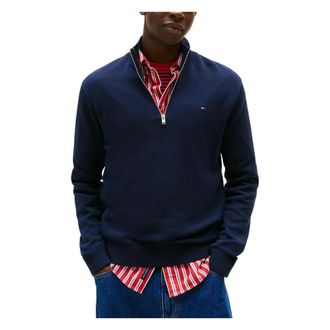 Tommy Jeans Homme, Pulls, Bleu, Taille: XL Pull Slim Zipp&eacute; au Col Flag Tommy Jeans