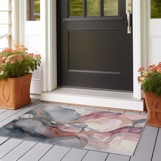 Generic Tapis de Couloir 65 x 240 cm, Poil Ras Tapis de Passage Couloir Antid&eacute;rapant et Lavable Moderne Abstrait Aquarelle Marbre Artistique Motif Tapis de So