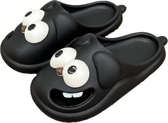 Generic Pantoufles amusantes pour femme - Semelle &eacute;paisse antid&eacute;rapante - Confortable - Grand oeil - Langue - Grand orteil - Imprim&eacute; dents, Noir, 37.5 EU