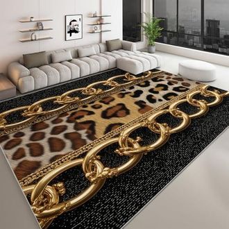 Generic Tapis Lavable &agrave; Poils Courts, Tapis Antid&eacute;rapant Doux R&eacute;aliste &Eacute;l&eacute;gant Animal Cha&icirc;ne pour Salon Salle &agrave; Manger Chambre &agrave; Coucher et Bureau - D&eacute;coratio