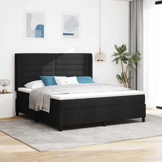 vidaXL Vidaxl Letto A Molle Con Materasso Nero 200 X 180 Cm Tessuto