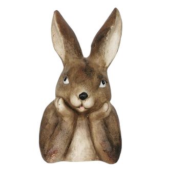 Goldbach Hasenb&uuml;ste aus Keramik braun 33cm Hase Osterdeko Osterhase Hasenkopf Natur
